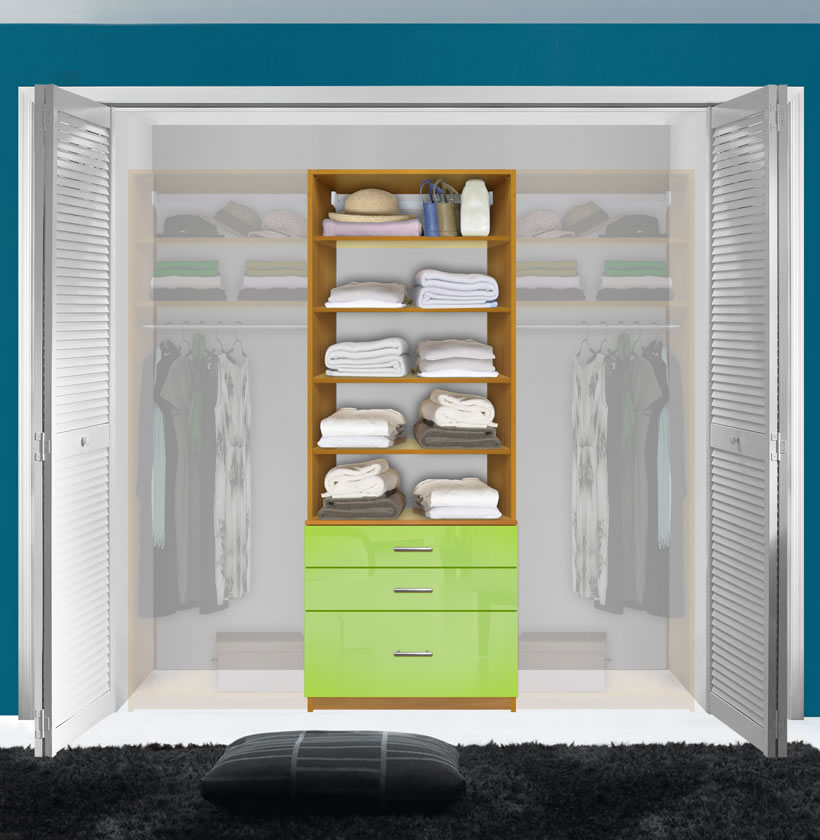 Isa Closet System with 5 Drawers & Adjustable Shelves