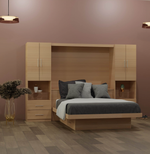 Studio Pier Wall Bedroom Set with Platform Bed & Under Bed Drawers ...