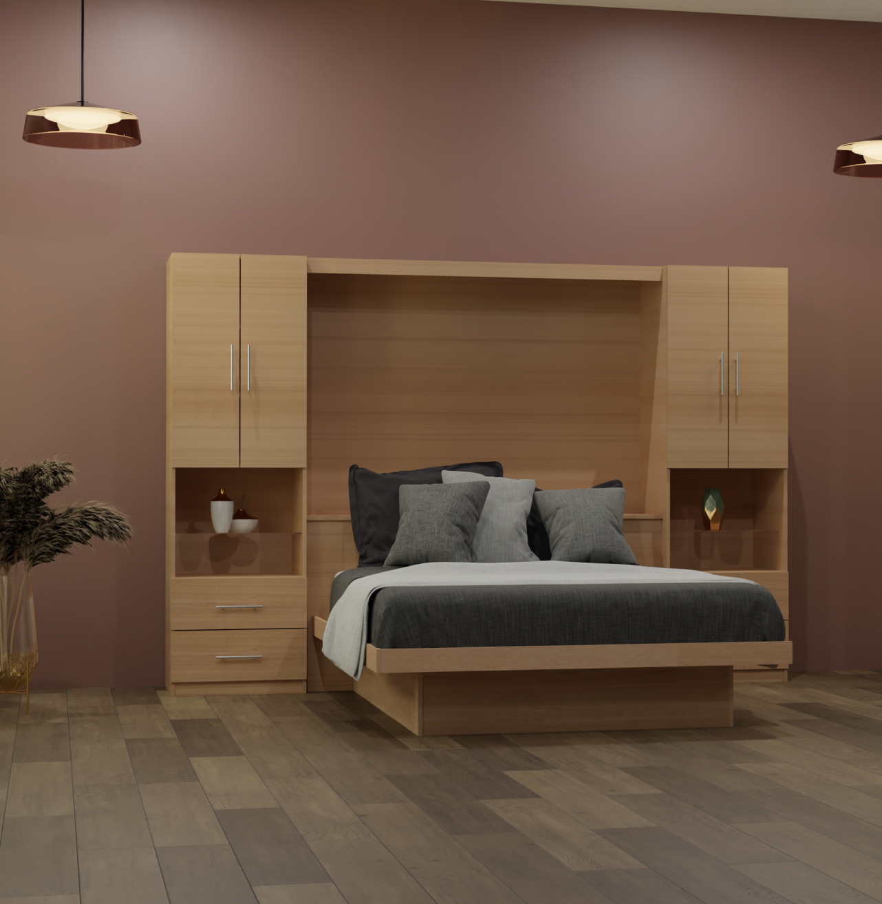 Studio Classic Pier Wall Bedroom Set – Platform Bed with Storage ...
